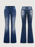 China Embroidered Blue Casual Low Waist Casual Pants Custom (9945) for sale