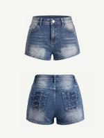 China Blue Low Waist Embroidered cargo shorts wholesale Spring 2026 Regular Custom (3032) for sale