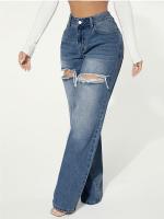 China Blue Low Waist Distressed Casual Pants Custom (9933) for sale