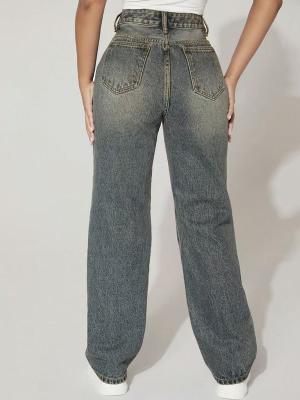 China Blue Casual Low Waist wholesale denim jeans for Distressed Spring 2026 Custom (9936) for sale