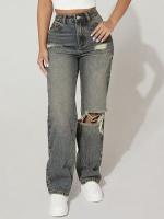 China Blue Casual Low Waist wholesale denim jeans for Distressed Spring 2026 Custom (9936) for sale