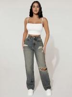 China Blue Casual Low Waist wholesale denim jeans for Distressed Spring 2026 Custom (9936) for sale