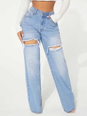 China Men's Blue Low Waist Distressed Casual Pants Custom (917-1) for sale