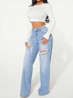 China Men's Blue Low Waist Distressed Casual Pants Custom (917-1) for sale