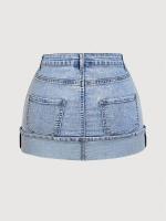 China Men's Blue Washed Low Waist Denim Skirts Custom (4018) for sale