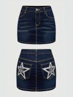 China Casual Low Waist Embroidered Denim Skirts Custom (4010) for sale