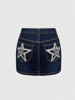 China Casual Low Waist Embroidered Denim Skirts Custom (4010) for sale