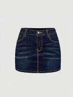 China Casual Low Waist Embroidered Denim Skirts Custom (4010) for sale
