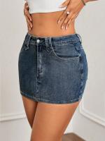 China Blue Casual Low Waist Denim Skirts Custom (4008) for sale