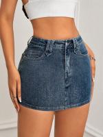 China Blue Casual Low Waist Denim Skirts Custom (4008) for sale