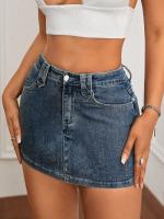 China Blue Casual Low Waist Denim Skirts Custom (4008) for sale