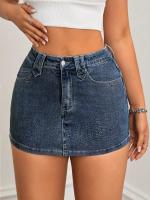China Blue Casual Low Waist Denim Skirts Custom (4008) for sale