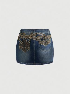 China Regular Blue Casual Low Waist Denim Skirts Custom (4007) for sale
