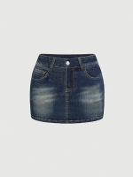 China Regular Blue Casual Low Waist Denim Skirts Custom (4007) for sale