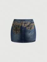 China Regular Blue Casual Low Waist Denim Skirts Custom (4007) for sale