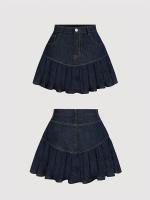 China Blue Pleated Low Waist Denim Skirts Custom (4009) for sale