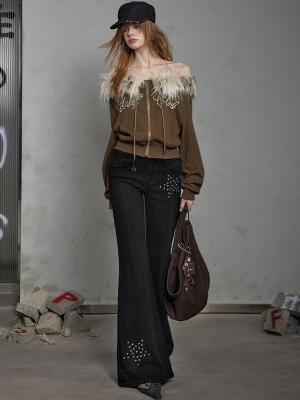 China Black Casual High Waist Casual Pants Custom (9917) for sale