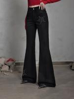 China Black Casual High Waist Casual Pants Custom (9917) for sale