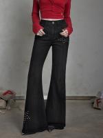 China Black Casual High Waist Casual Pants Custom (9917) for sale