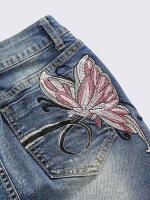 China Blue Low Waist Embroidered Denim Skirts Custom (4006) for sale
