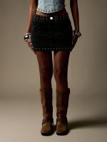 China Black Low Waist Regular Denim Skirts Custom (4003) for sale