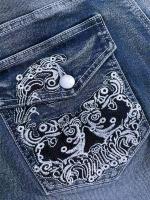 China Regular Blue Casual High Waist wholesale denim jeans for Breathable Embroidered Custom (828) for sale