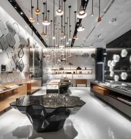 China Premium Jewelry Retail Showcase Solid Wood Metal Glass Jewelry Display Cabinet for Boutique Store for sale