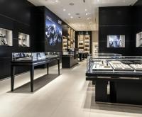 China Custom Luxury Jewelry Store Black & Gold Full-Store Display Cabinet, Glass Showcase for sale