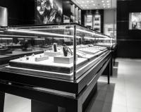 China Custom Luxury Jewelry Store Black & Gold Full-Store Display Cabinet, Glass Showcase for sale