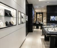 China Custom Luxury Jewelry Store Black & Gold Full-Store Display Cabinet, Glass Showcase for sale
