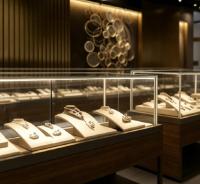 China Luxury New Chinese Style Solid Wood Jewelry Display Cabinet, Premium Glass Showcase for High-End Retail for sale