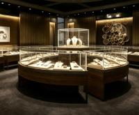 China Luxury New Chinese Style Solid Wood Jewelry Display Cabinet, Premium Glass Showcase for High-End Retail for sale