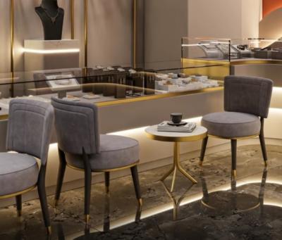 China Luxury Blue LED Lighting Jewelry Display Case & Negotiation Chair Set High-End Custom Design for Jewelry Brand Store for sale