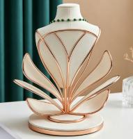 China Luxury Rose Gold Lotus Petal Jewelry Display Stand, Complete Turnkey Bust Form with Microfiber Base for sale