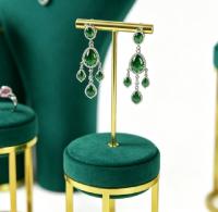China Luxury Emerald Green Velvet Jewelry Display Set, Complete Bust Mannequin & Holder Kit with Gold Base for sale
