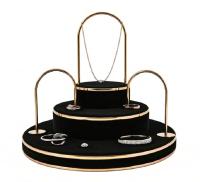 China High-End Custom Jewelry Display Stand Set Premium Black Velvet Gold Plated Metal Showcase Necklace Bust Luxury Jewelry Store for sale