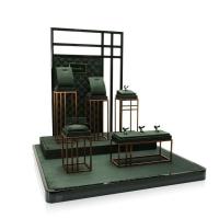 China Green Velvet Metal Jewelry Display Stand for Vintage Jewelry Store Props for sale