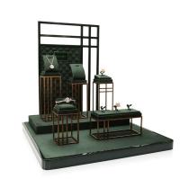 China Green Velvet Metal Jewelry Display Stand for Vintage Jewelry Store Props for sale