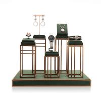 China Green Velvet Metal Jewelry Display Stand for Vintage Jewelry Store Props for sale