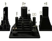 China Luxury Black Stepped Earring Display Set, Custom Matte Black Jewelry Stand for High-End Earring Boutique for sale