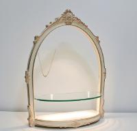 China Exquisite Hand-Carved Floral Scroll Details Cream White Finish Gold Trim Durable Jewelry Display Elevates Any Jewelry for sale