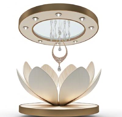 China Elegant Floral-Shaped Jewelry Display Stand with LED Lighting Modern Luxury Crystal Accents High-End Jewelry Retail Showcase for sale