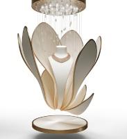 China Elegant Floral-Shaped Jewelry Display Stand with LED Lighting Modern Luxury Crystal Accents High-End Jewelry Retail Showcase for sale