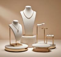China High End Jewelry Counter Display Set Metal Frame Necklace Ring Showcase for Luxury Mall Retail for sale
