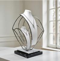 China Modern Artistic Jewelry Display Stand Custom Stainless Steel Velvet Necklace Showcase for High-End Jewelry Boutique for sale