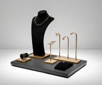 China Modern Metal Jewelry Display Stand Set Black Velvet Customizable Design-Durable High Quality Necklace Ring Holder for sale