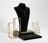 China Modern Metal Jewelry Display Stand Set Black Velvet Customizable Design-Durable High Quality Necklace Ring Holder for sale