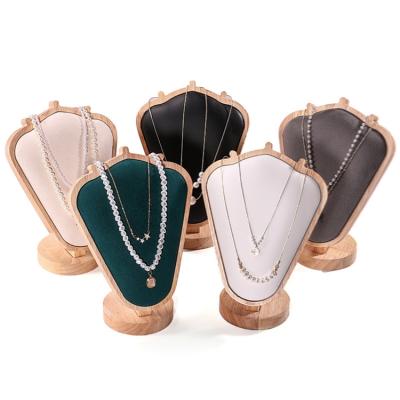 China High-End Portable Walnut Jewelry Necklace Display Rack New Model Counter Stand for Display for sale