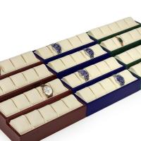 China PU Leather Bracelet Watch Display Tray with LED Lighting Factory Wooden Watch Display for sale