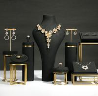 China Custom Luxury Jewelry Display Props Set, Premium Gold Frame Velvet Stand for Fine Jewelry for sale